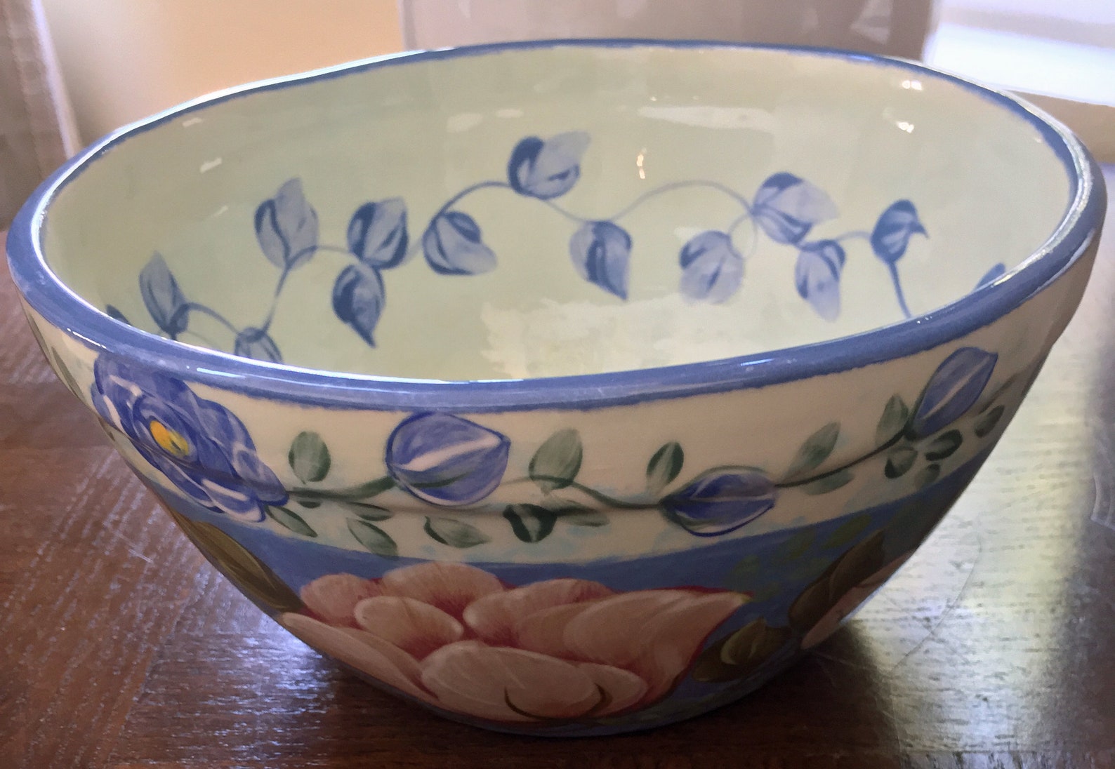 Vintage Art Pottery Hand Painted Bowl Roses Lesal Lisa Van | Etsy