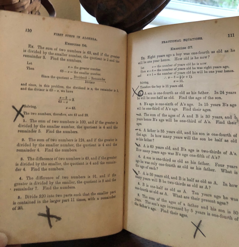 Antique Algebra Book First Steps in Algebra G A Wentworth - Etsy