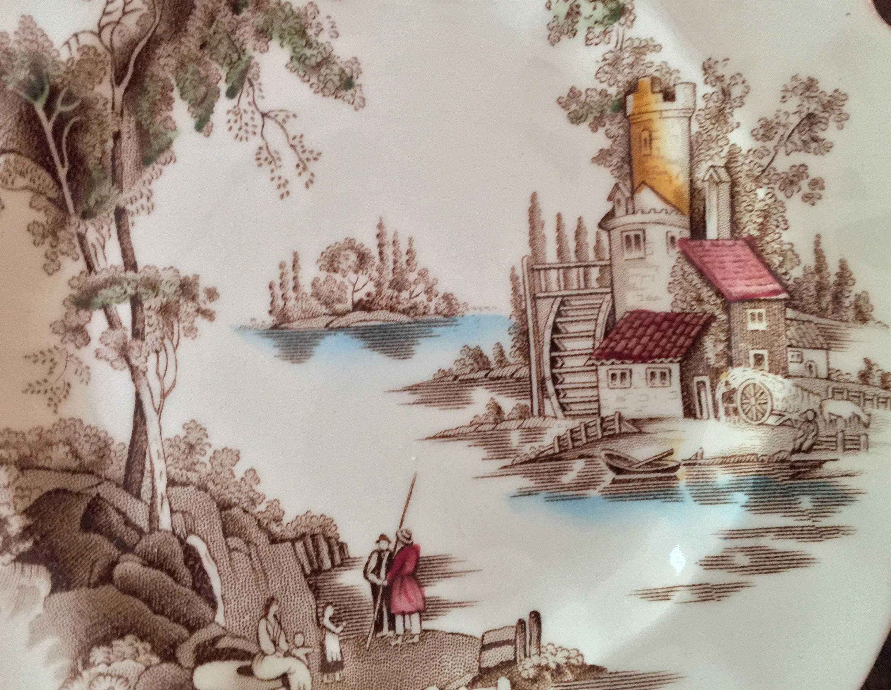 Vintage Johnson Brothers Plates Set of 7 the Old Mill - Etsy