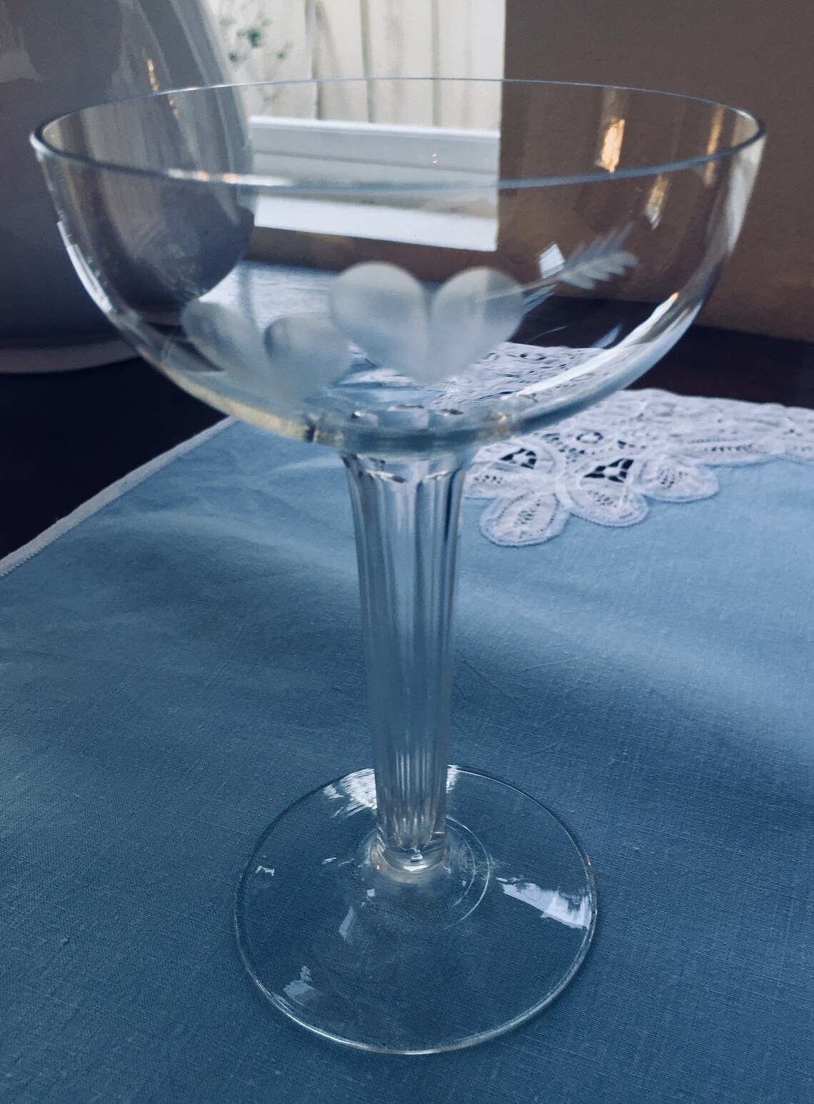 Vintage Glass Champagne Stem Open Stem Hearts C1950s | Etsy