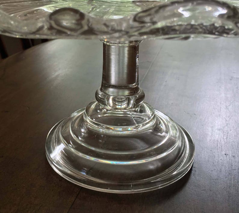 Antique Glass Pedestal Cake Stand EAPG Bryce Walker Jasper - Etsy