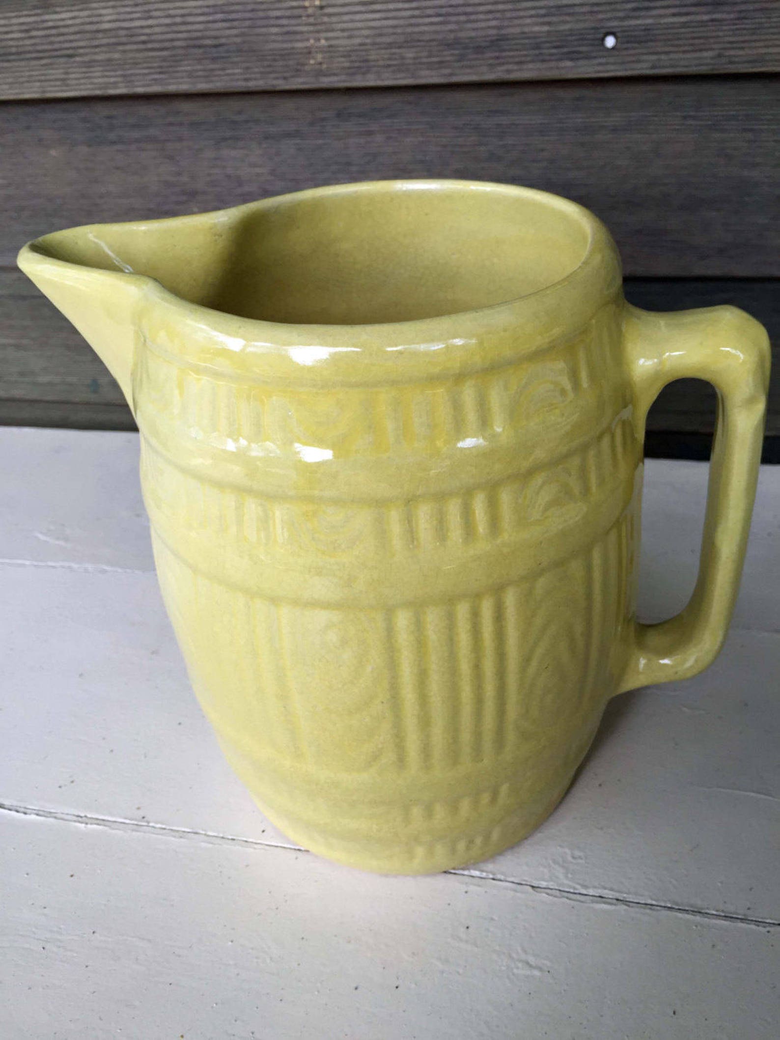 Antique Yellow Ware Pitcher Primitive Early American - Etsy