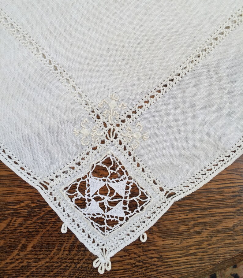 Vintage Linen Table Cloth Openwork Embroidery Drawn Thread - Etsy