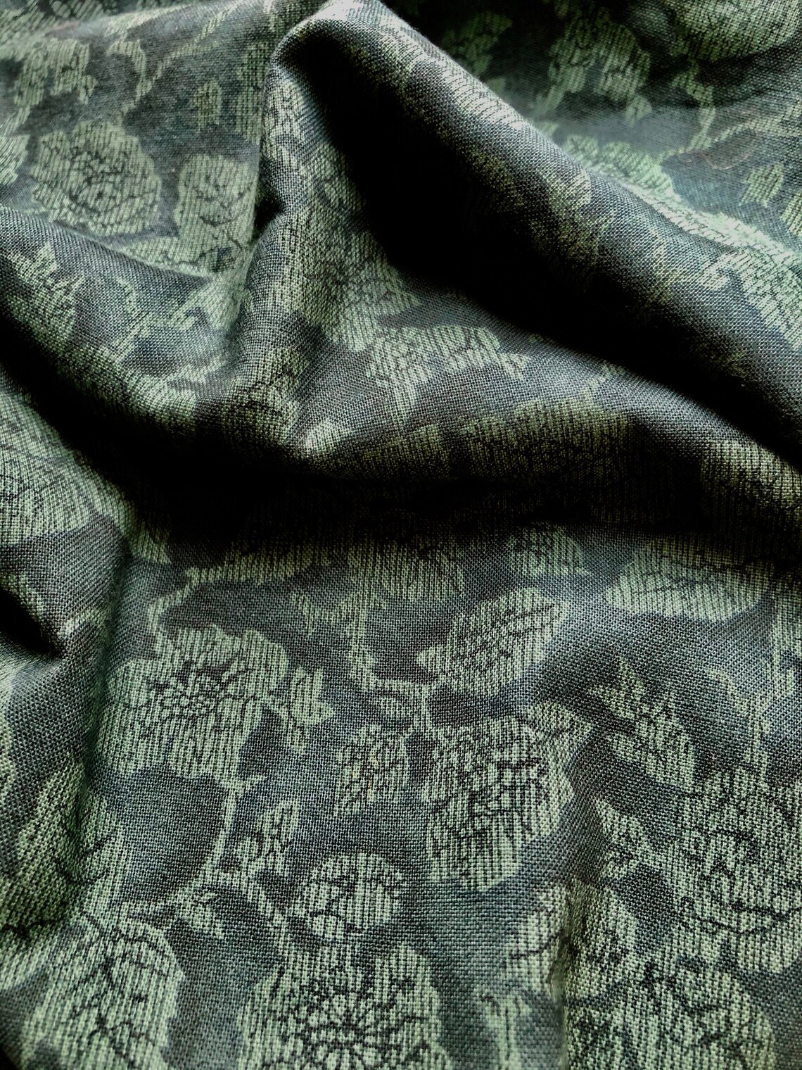 Vintage Fabric Green Tone On Tone Fabric Floral Print | Etsy