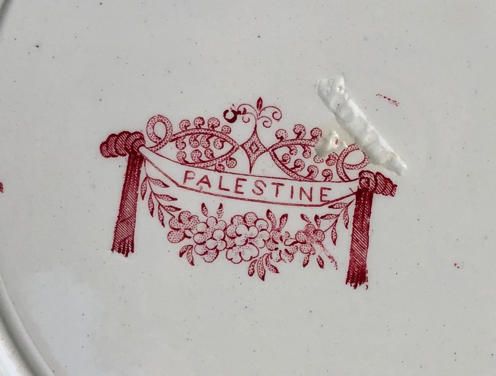 Antique Red Transfer Ware Plate, Palestine Pattern, Adams, England ...