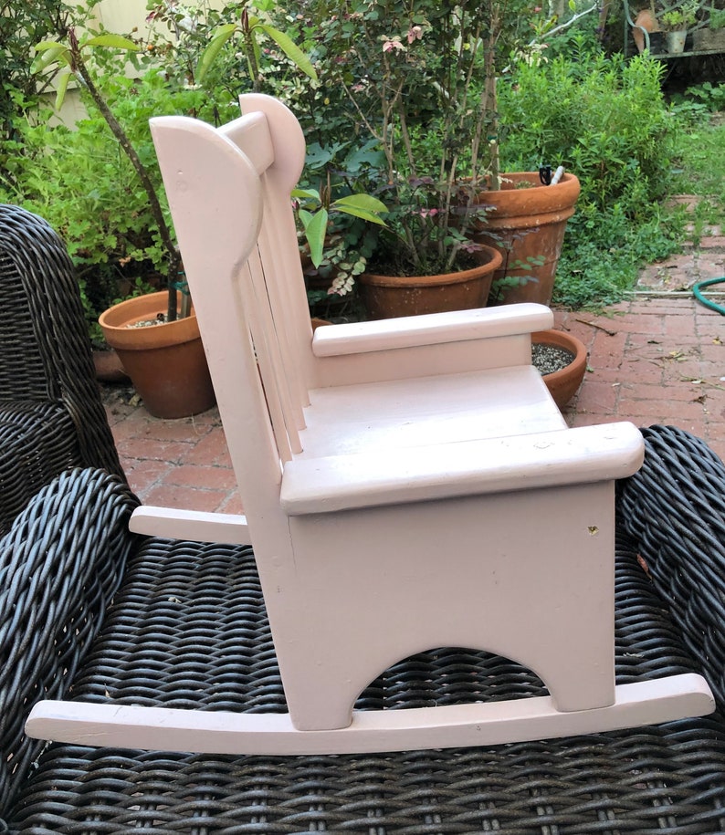 Vintage Childs Rocking Chair Rocker Pink Paint Childrens - Etsy