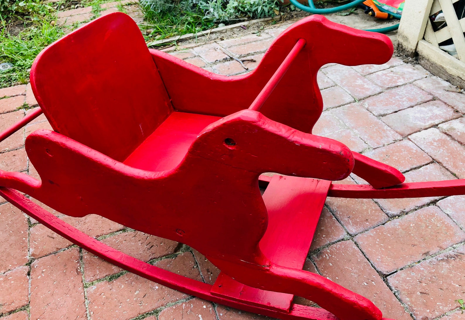Vintage Rocking Horse With Seat Red Paint Primitive LOCAL - Etsy