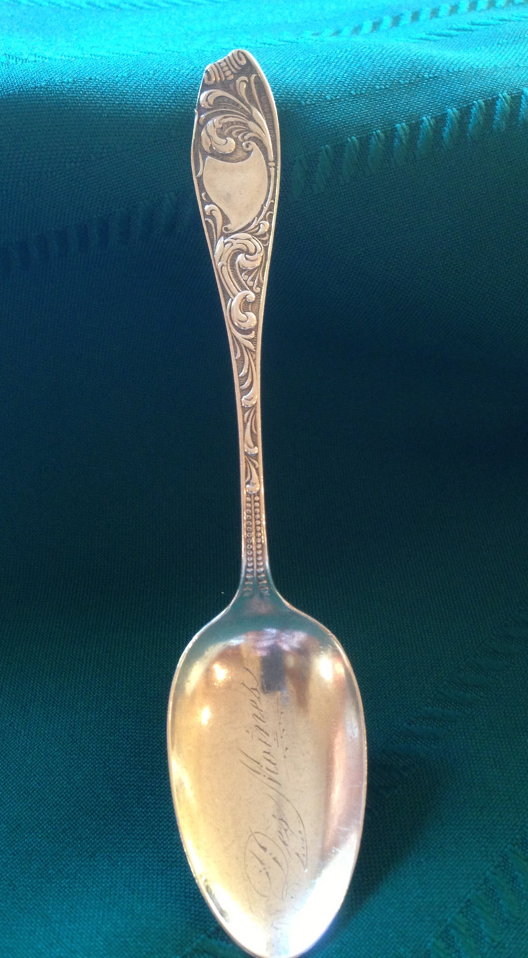 Antique Sterling Silver Teaspoon, Wallace Bros, Engraved Des Moines ...