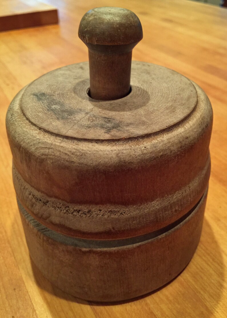 Antique Large Wood Primitive Butter Mold, Flower and Leaves, Butter ...