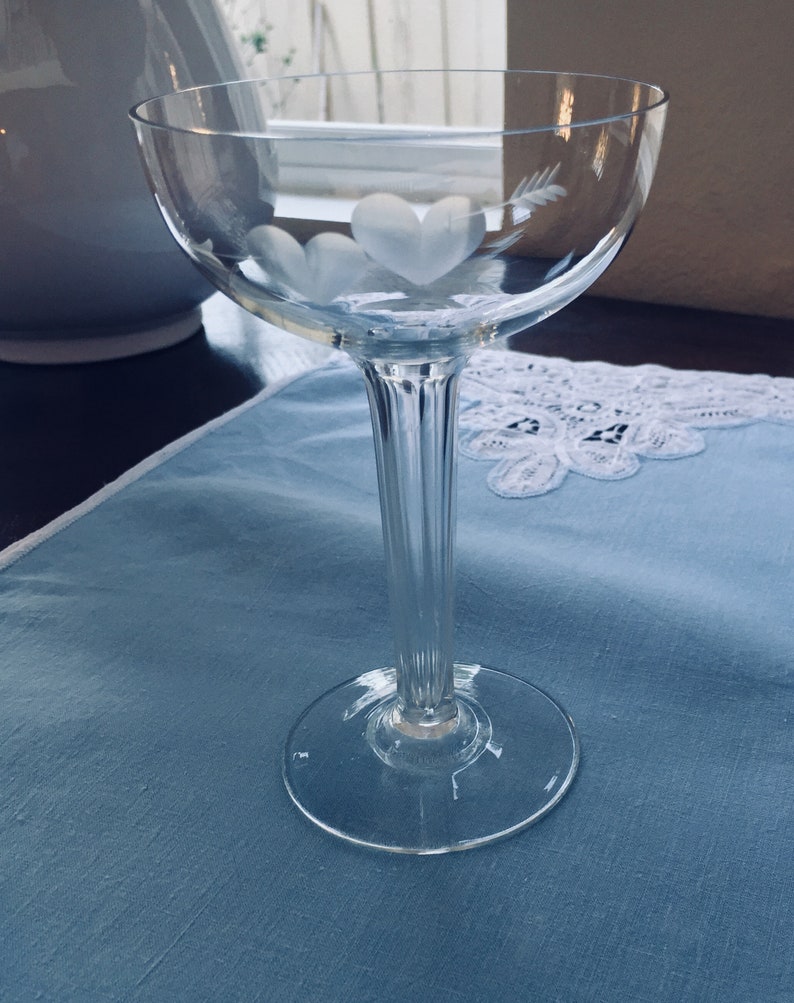 Vintage Glass Champagne Stem Open Stem Hearts C1950s | Etsy