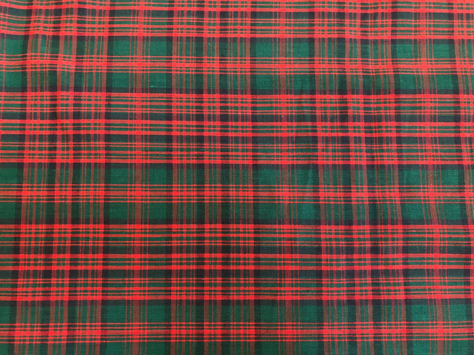 Vintage Fabric, Red and Green Plaid, Holiday Fabric, Cotton Fabric ...