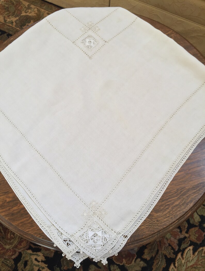 Vintage Linen Table Cloth Openwork Embroidery Drawn Thread - Etsy