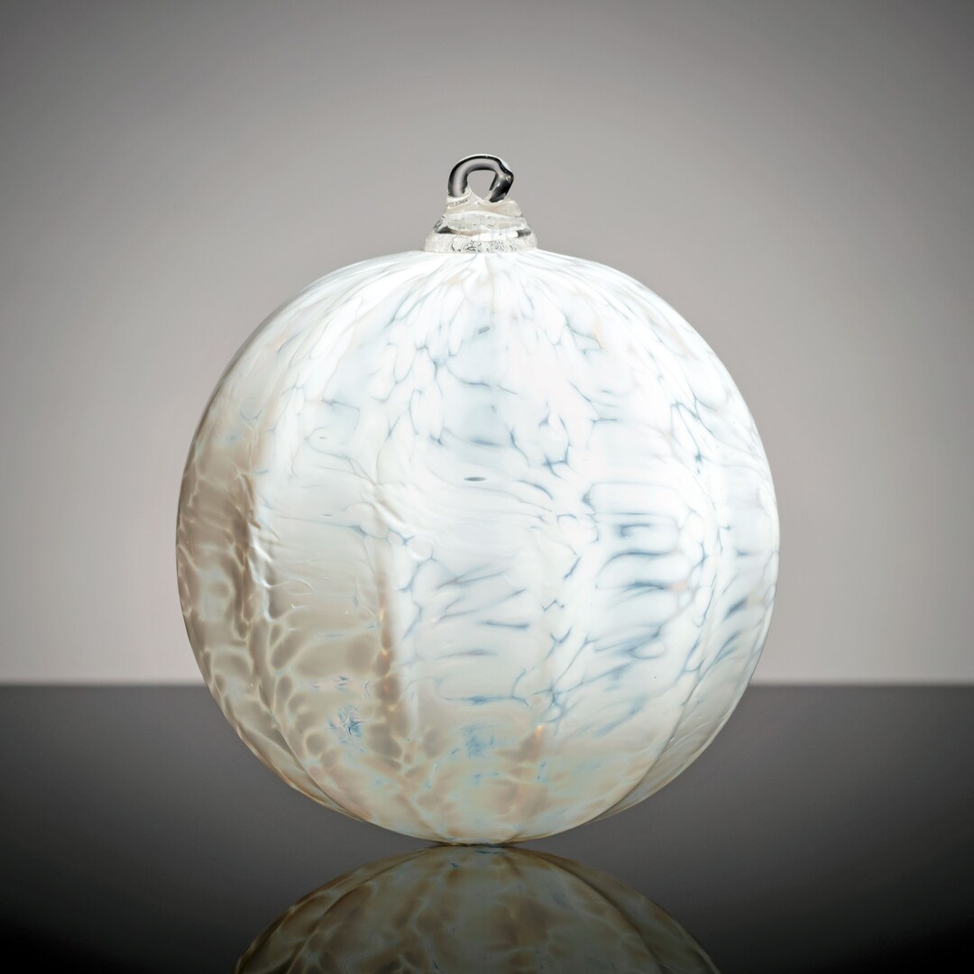 Snow Ball, Hand Blown Glass Ornament - Etsy