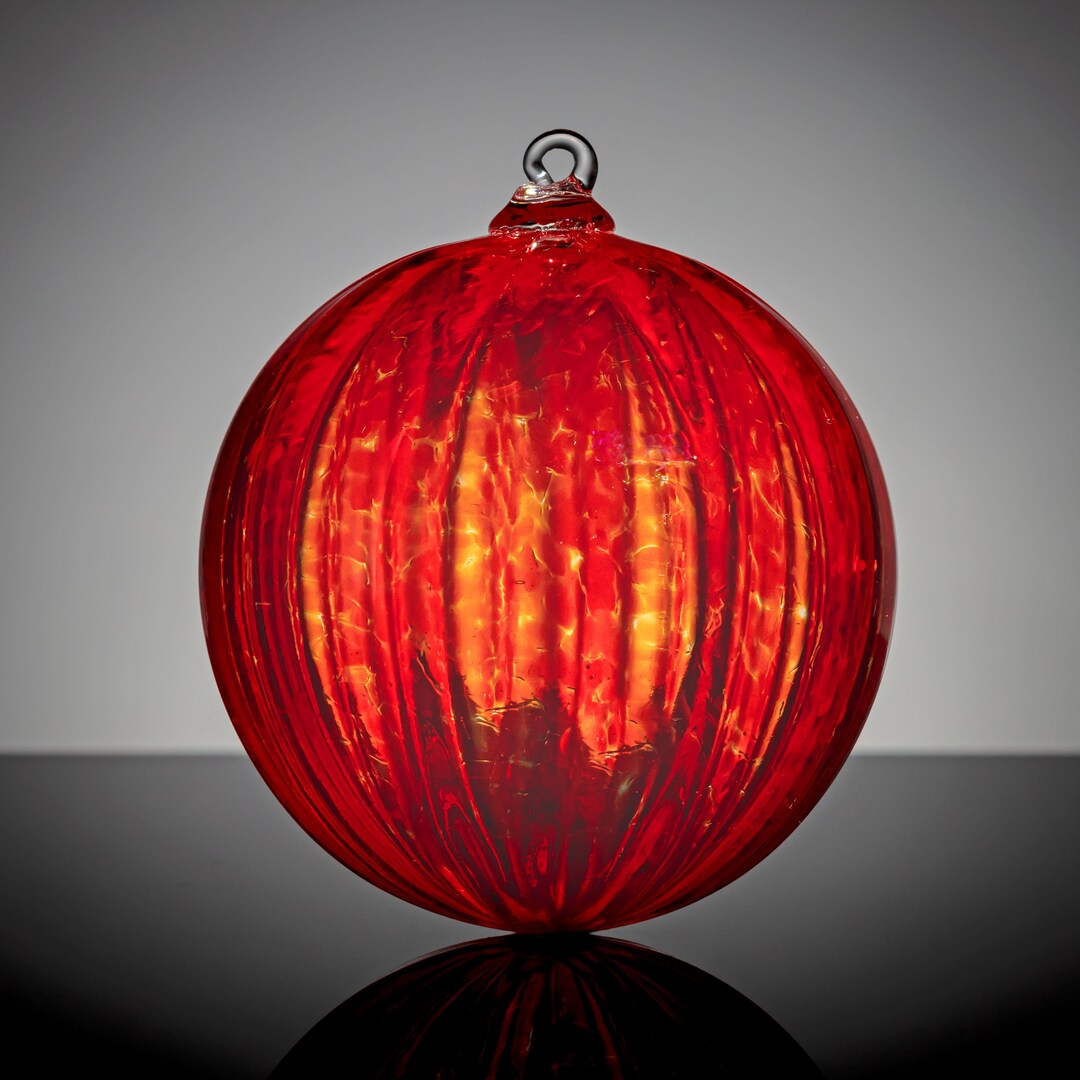 Vibrant Red, Hand Blown Glass Ornament - Etsy