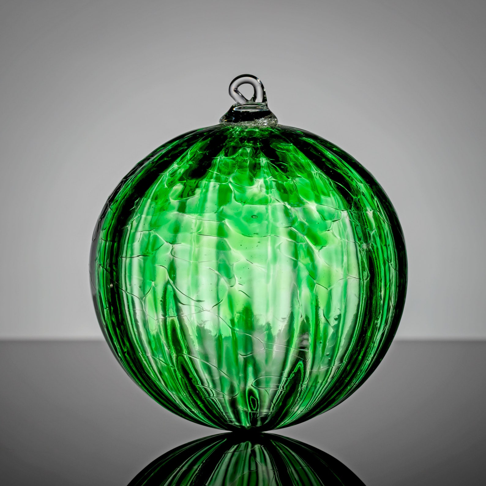 Green, Transparent Hand Blown Glass Ornament - Etsy