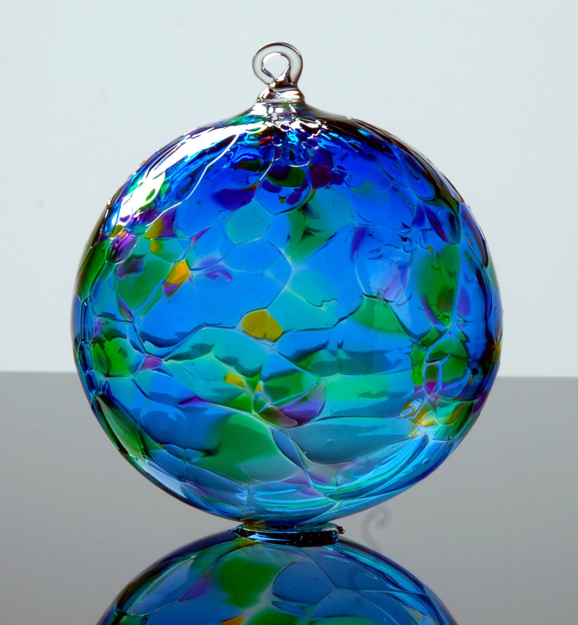 Blue Multi Color Mix Blown Glass Ornament - Etsy