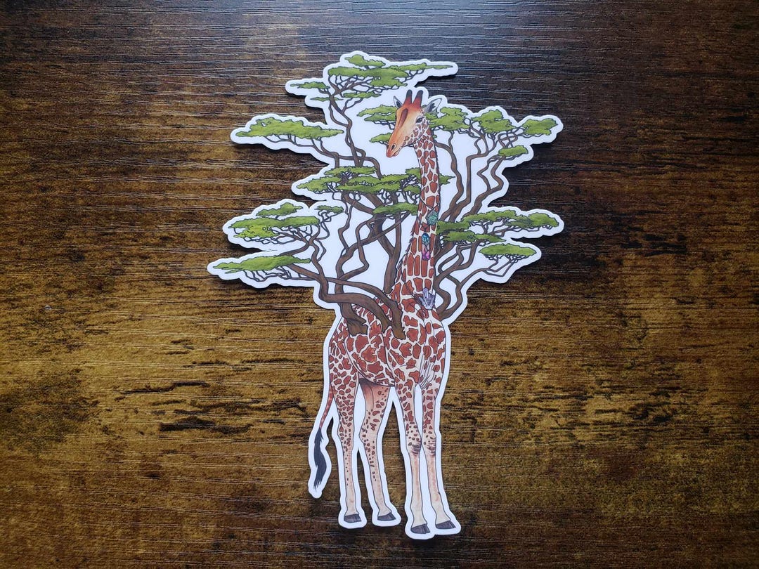 Giraffe and Acacia Sticker - Etsy