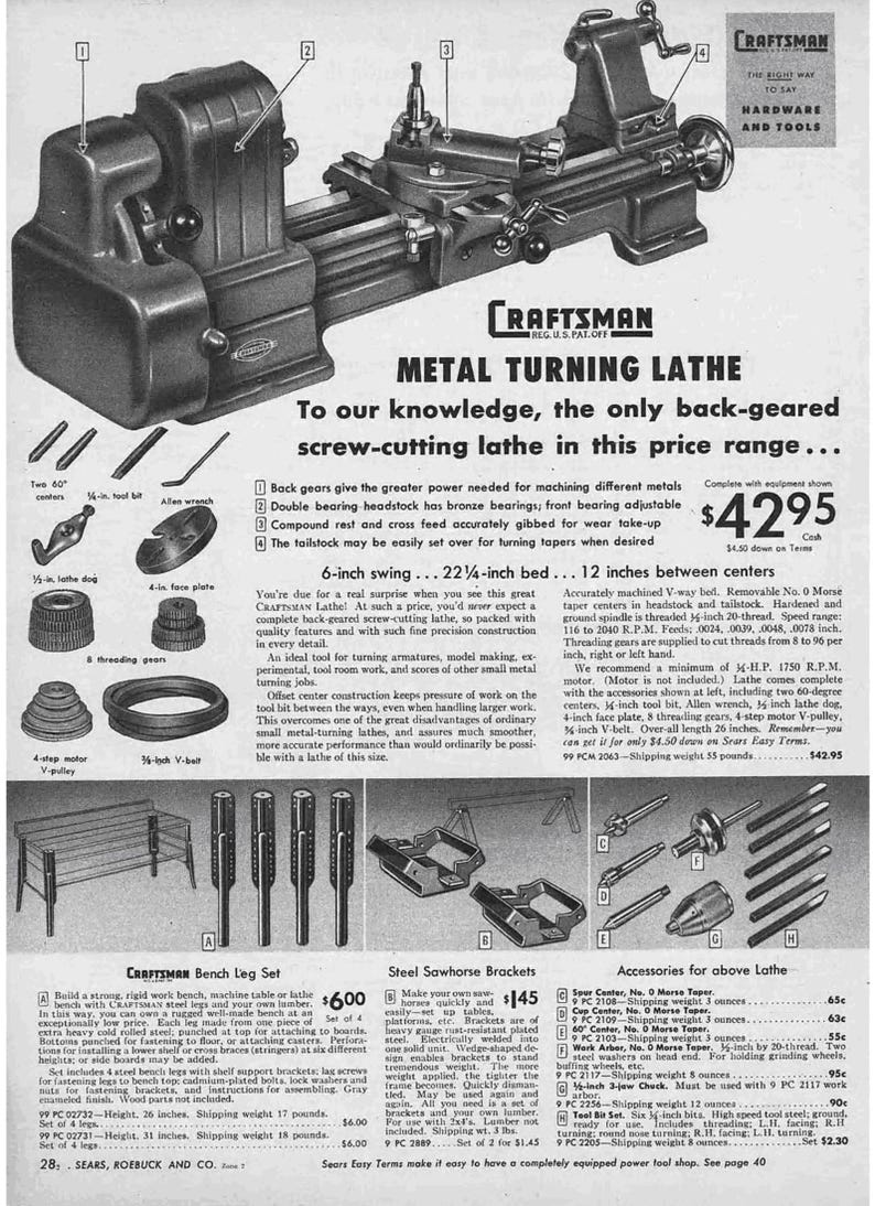 1948 Sears Craftsman Tools Catalog - Digital PDF Copy - Vintage Tools ...
