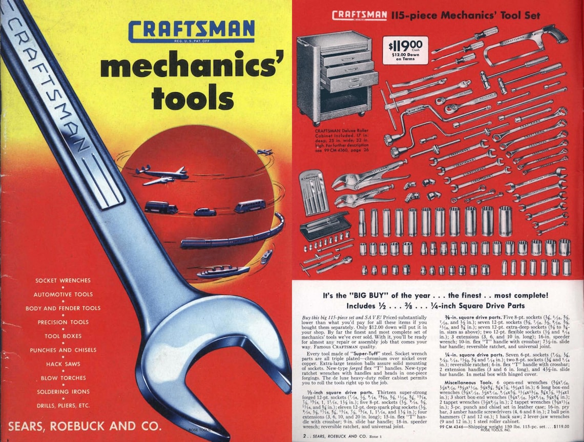 1949 Sears Craftsman Mechanics Tools Catalog - Digital PDF Copy ...