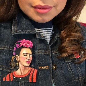 Frida Inspired Handpainted Pin - Etsy