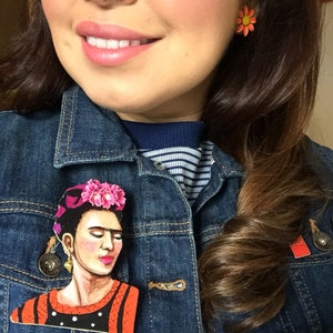 Frida Inspired Handpainted Pin - Etsy