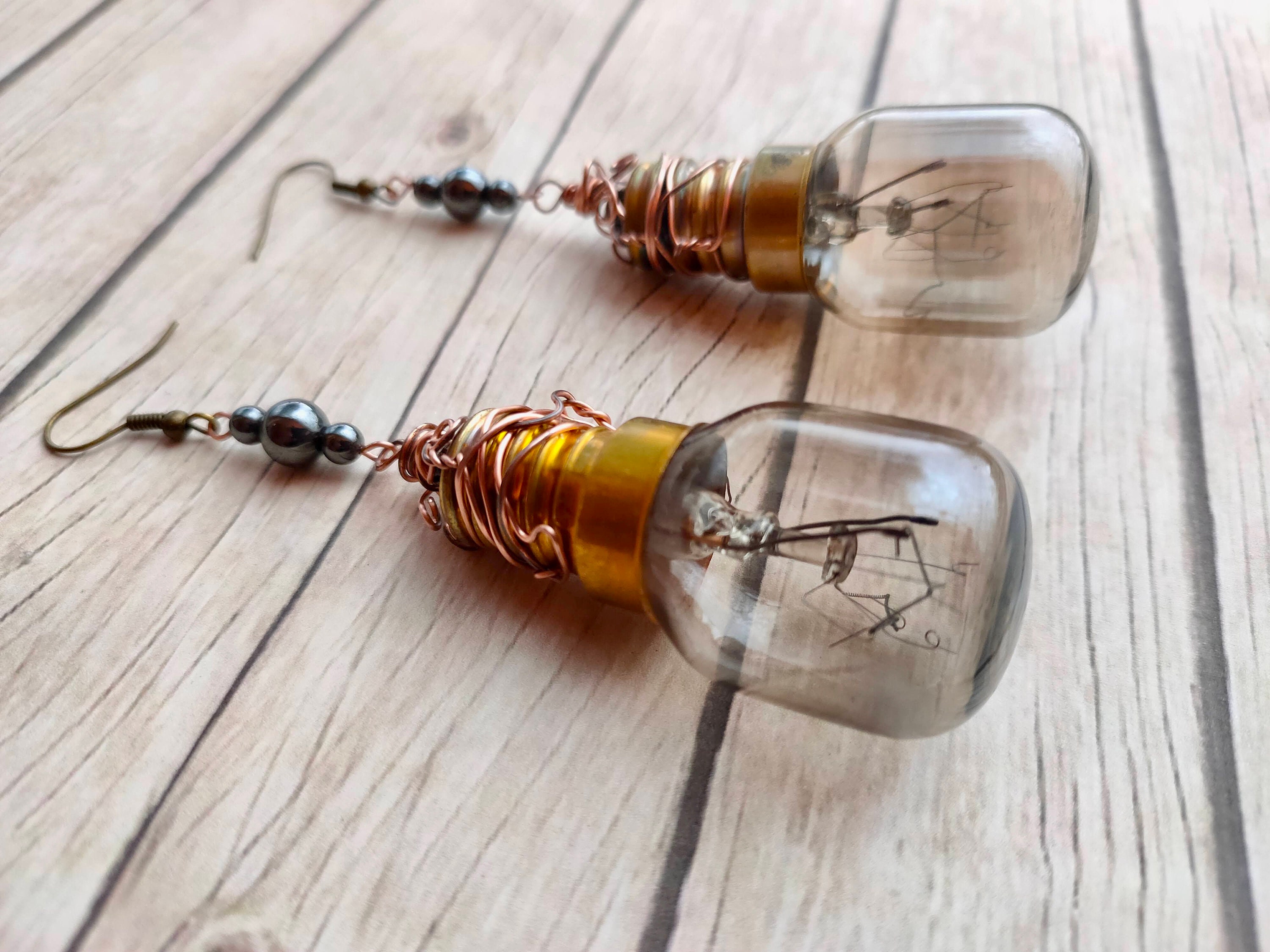 Light Bulb Earrings Copper Steampunk Lightbulb Costume Jewelery ...