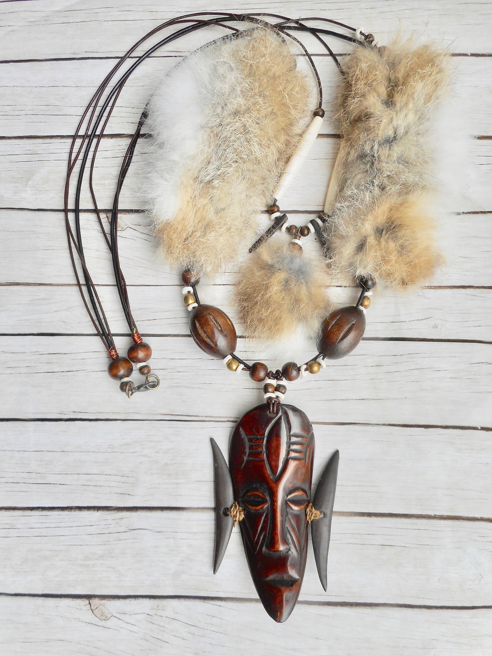 Tribemask Congo Africa Pendant Necklace Mens Leather Skin Coat | Etsy