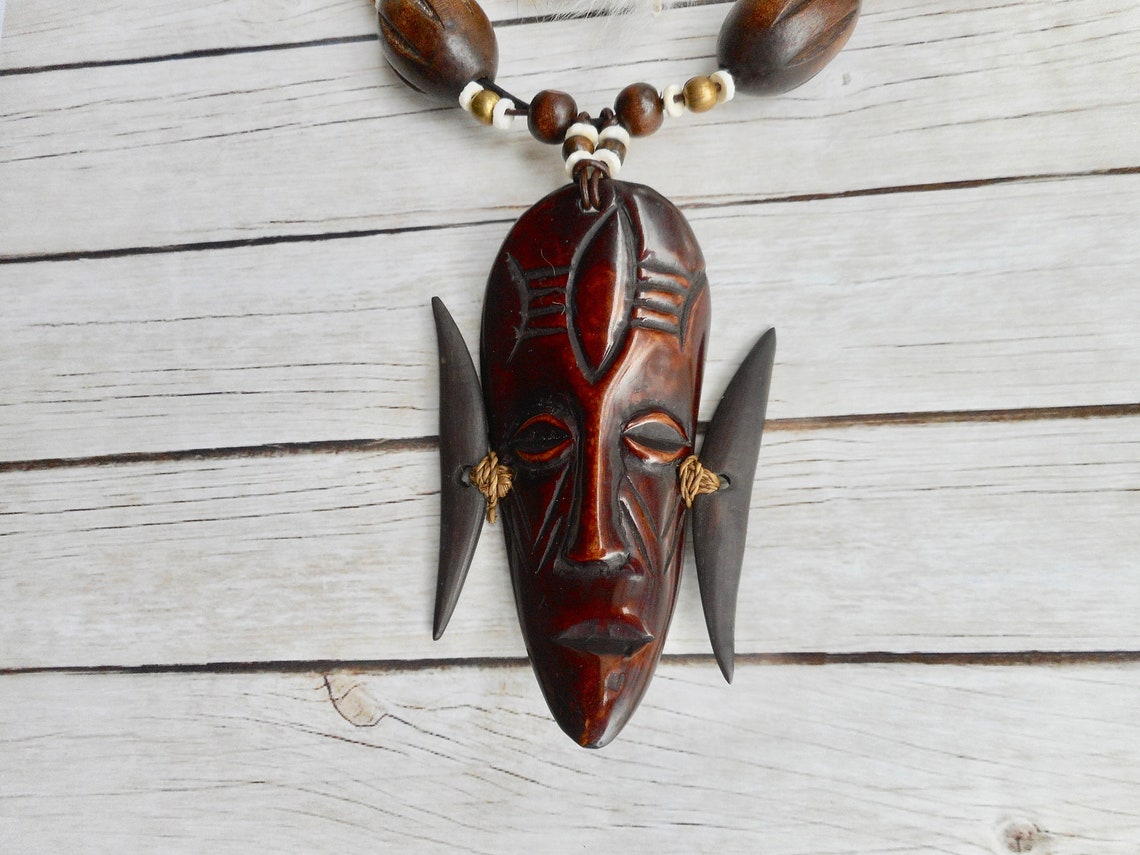 Tribemask Congo Africa Pendant Necklace Mens Leather Skin Coat | Etsy