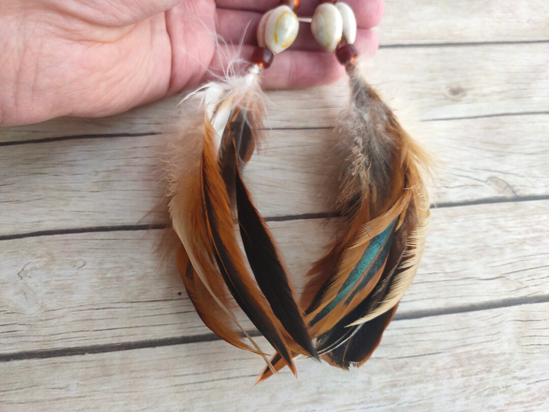 Real Bird Feathers Plume Earrings Kauri Shell Native Inspired - Etsy