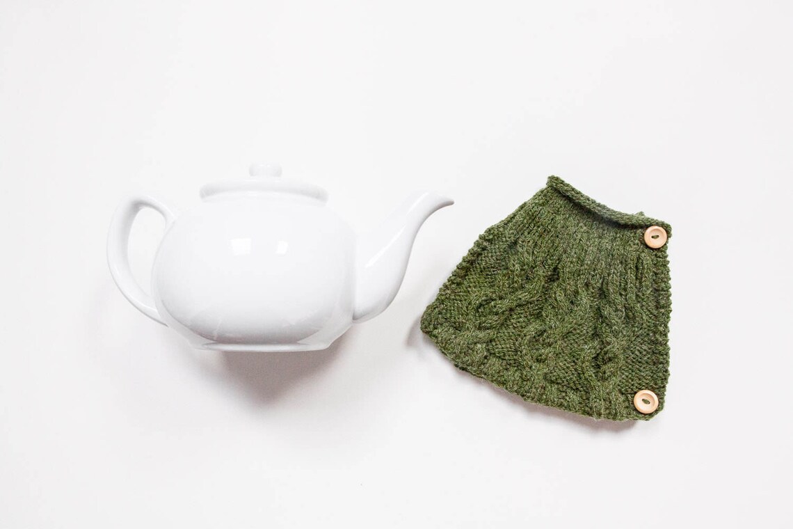 Green Hand Knit Tea Cosy Teapot Cosy Wool Tea Cosy - Etsy