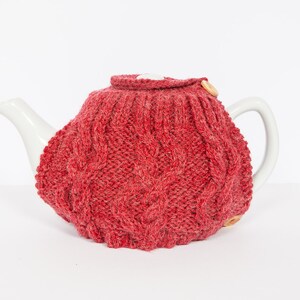 Red Hand Knit Tea Cosy - Teapot Cosy - Wool Tea Cosy - Teapot Cover ...
