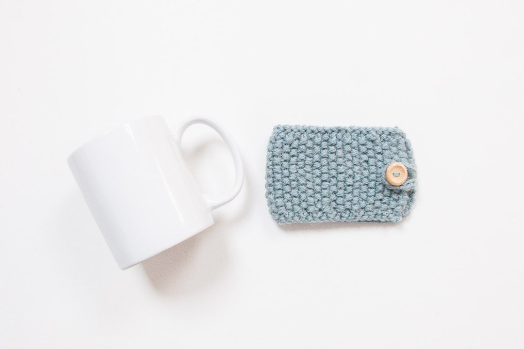 A Knitted Mug Cosy, Cup Cosy, Mug Cosies, Coffee Cosy in Blue. Coffee ...