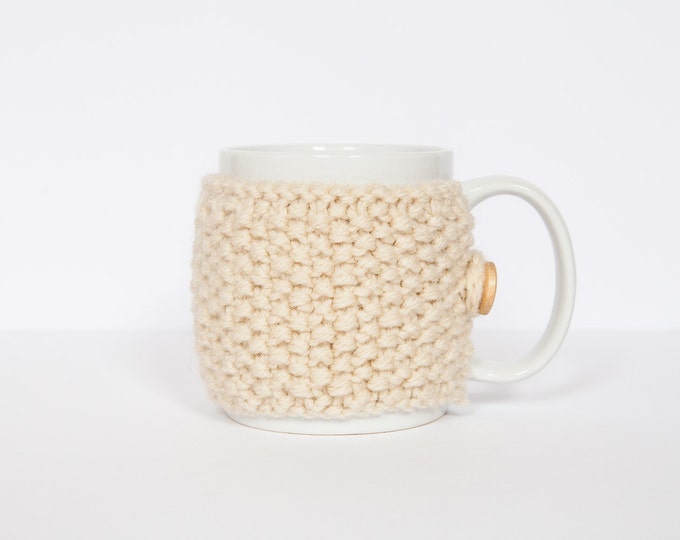 A Knitted Mug Cosy Cup Cosy Mug Cosies Coffee Cosy in Cream | Etsy