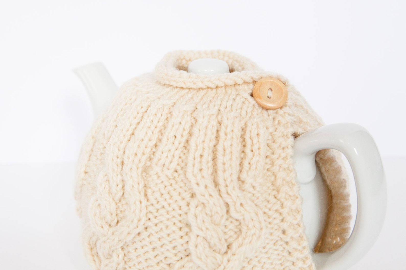 Cream Hand Knit Tea Cosy - Teapot Cosy - Wool Tea Cosy - Teapot Cover ...