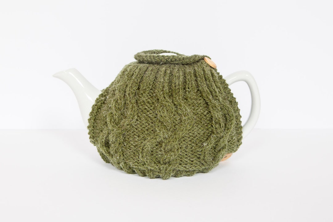 Green Hand Knit Tea Cosy - Teapot Cosy - Wool Tea Cosy - Teapot Cover ...