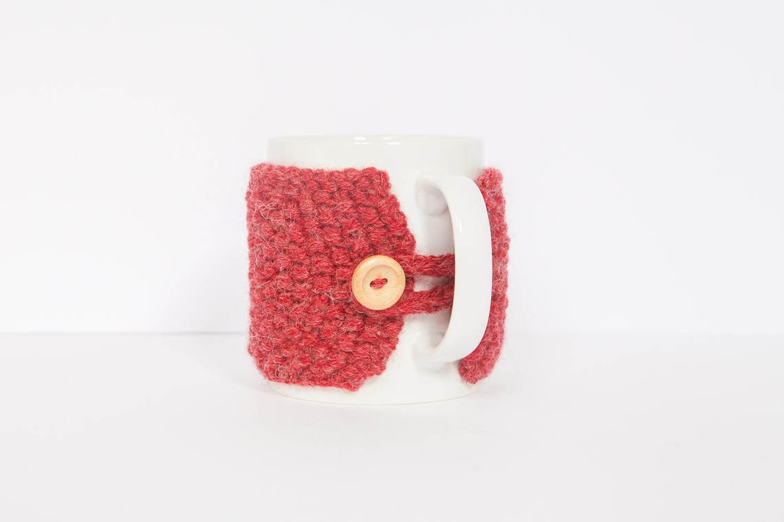 A Knitted Mug Cosy Cup Cosy Mug Cosies Coffee Cosy in Red. - Etsy