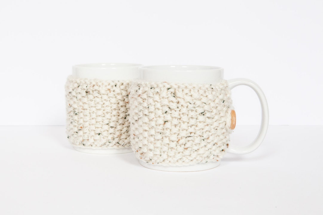 2 Knitted Mug Cosies, Cup Cosy, Mug Cosy, Coffee Cosy in Oatmeal ...