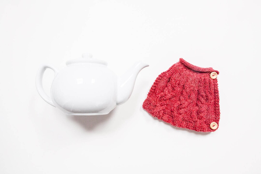 Red Hand Knit Tea Cosy - Teapot Cosy - Wool Tea Cosy - Teapot Cover ...
