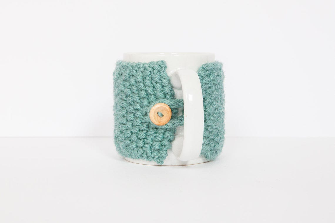 A Knitted Mug Cosy Cup Cosy Mug Cosies Coffee Cosy in Teal. | Etsy