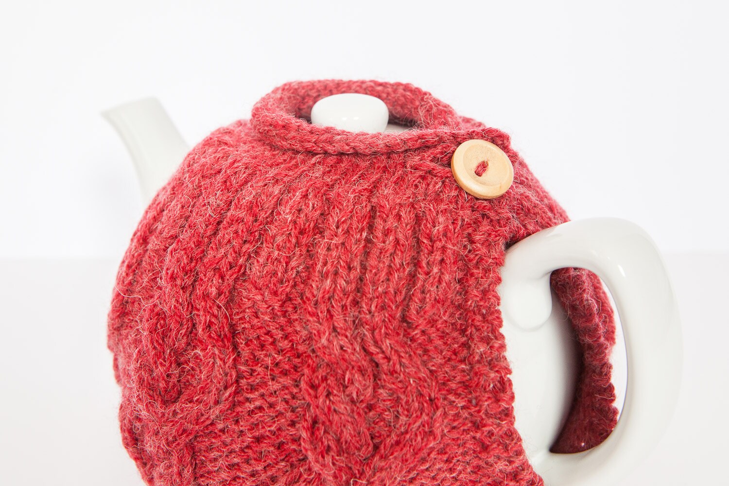 Red Hand Knit Tea Cosy - Teapot Cosy - Wool Tea Cosy - Teapot Cover ...