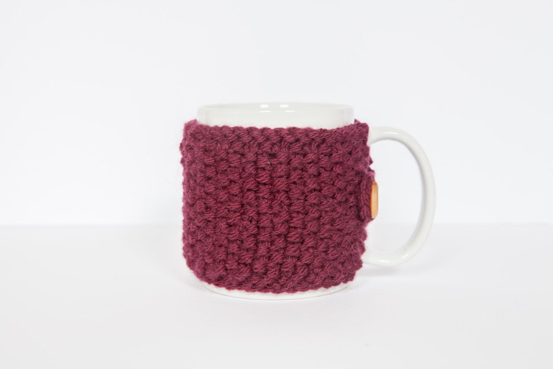 A Knitted Mug Cosy, Cup Cosy, Mug Cosies, Coffee Cosy in Plum (purple ...