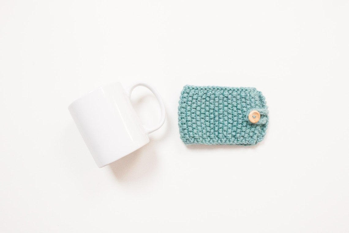 A Knitted Mug Cosy Cup Cosy Mug Cosies Coffee Cosy in Teal. | Etsy