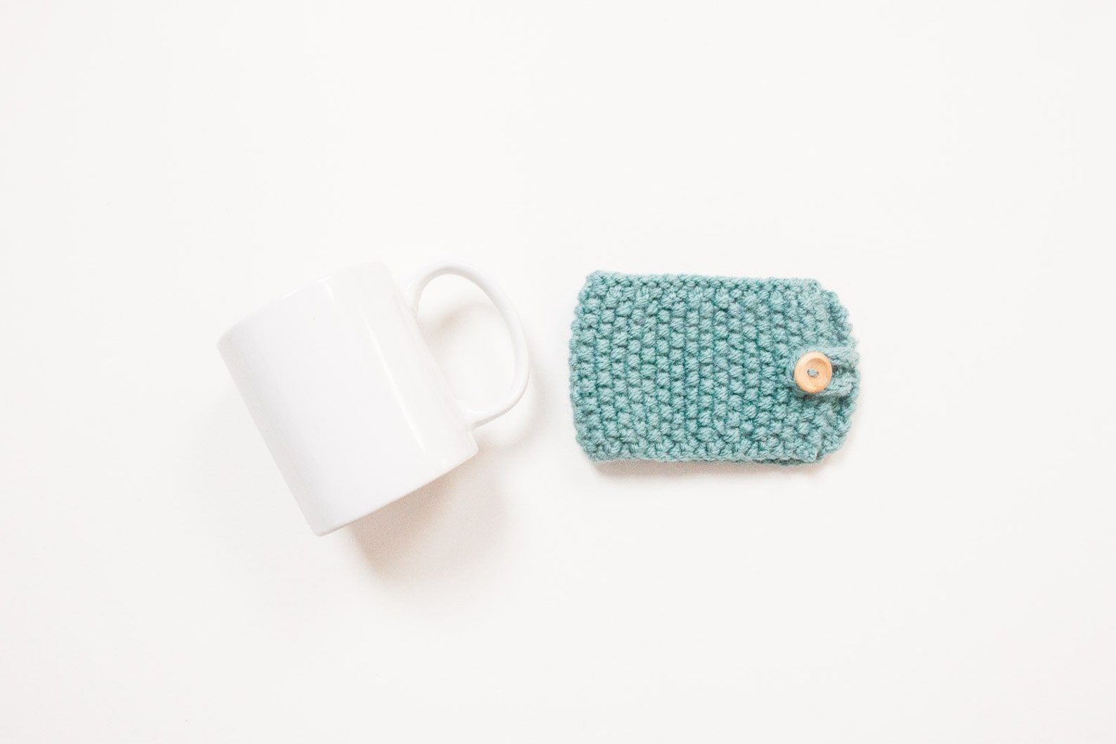 A Knitted Mug Cosy Cup Cosy Mug Cosies Coffee Cosy in Teal. | Etsy