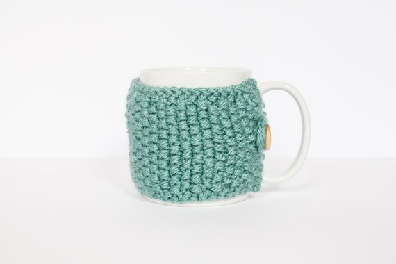 A Knitted Mug Cosy Cup Cosy Mug Cosies Coffee Cosy in Teal. | Etsy