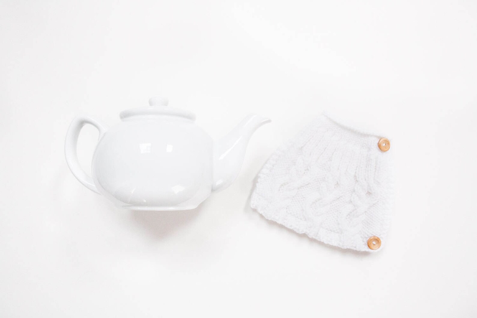 White Hand Knit Tea Cosy Teapot Cosy Wool Tea Cosy - Etsy