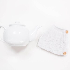 White Hand Knit Tea Cosy Teapot Cosy Wool Tea Cosy Teapot Cover ...