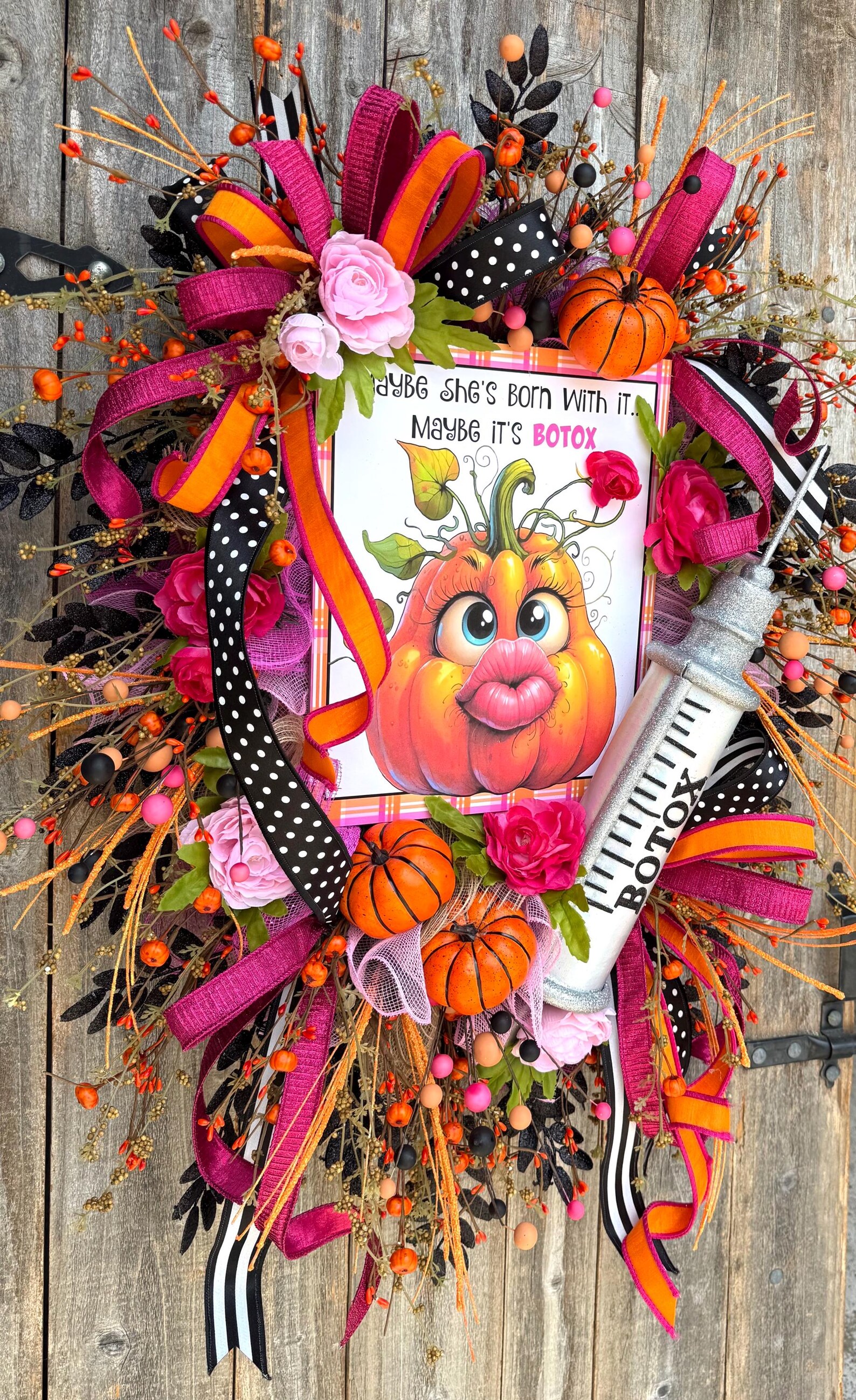 Fall Wreath, Fall Pumpkin Wreath, Pumpkin Wreath, Botox Wreath, Botox ...