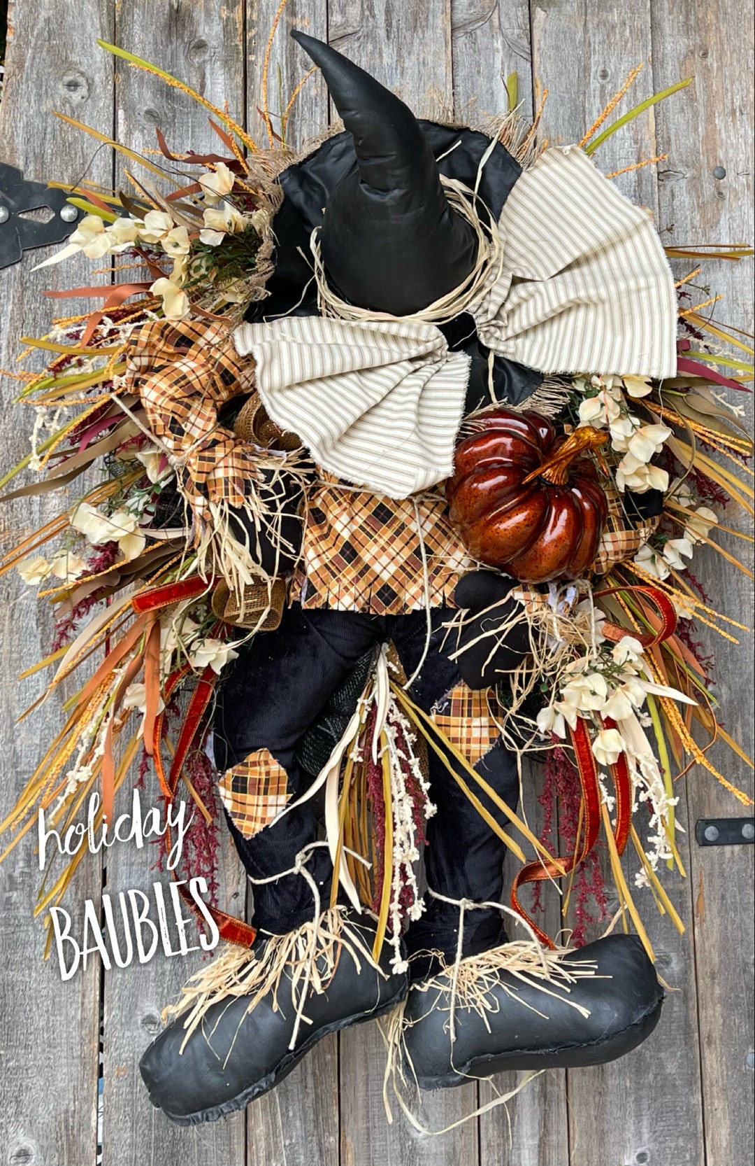 Fall Wreath, Deluxe Fall Wreath, Autumn Wreath, Scarecrow Wreath, Fall ...