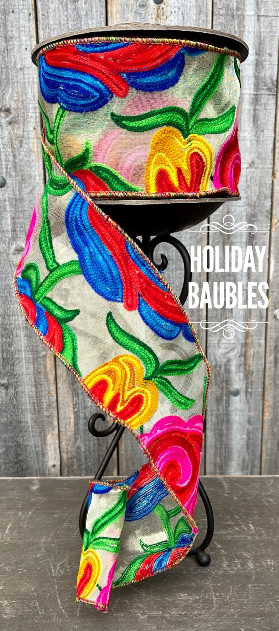 10 Yard Ribbon, Wired Ribbon, Summer Ribbon, Floral Ribbon, 4 Inch ...