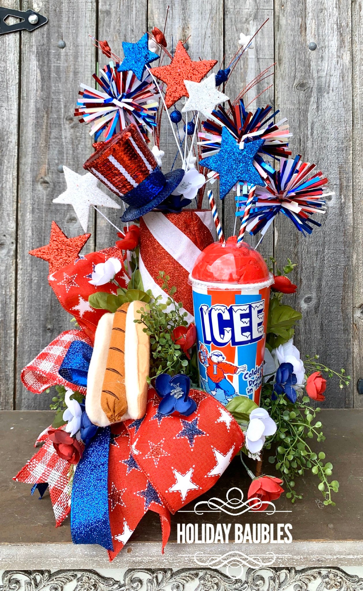 Patriotic Centerpiece Red White And Blue Centerpiece Fourth Of July